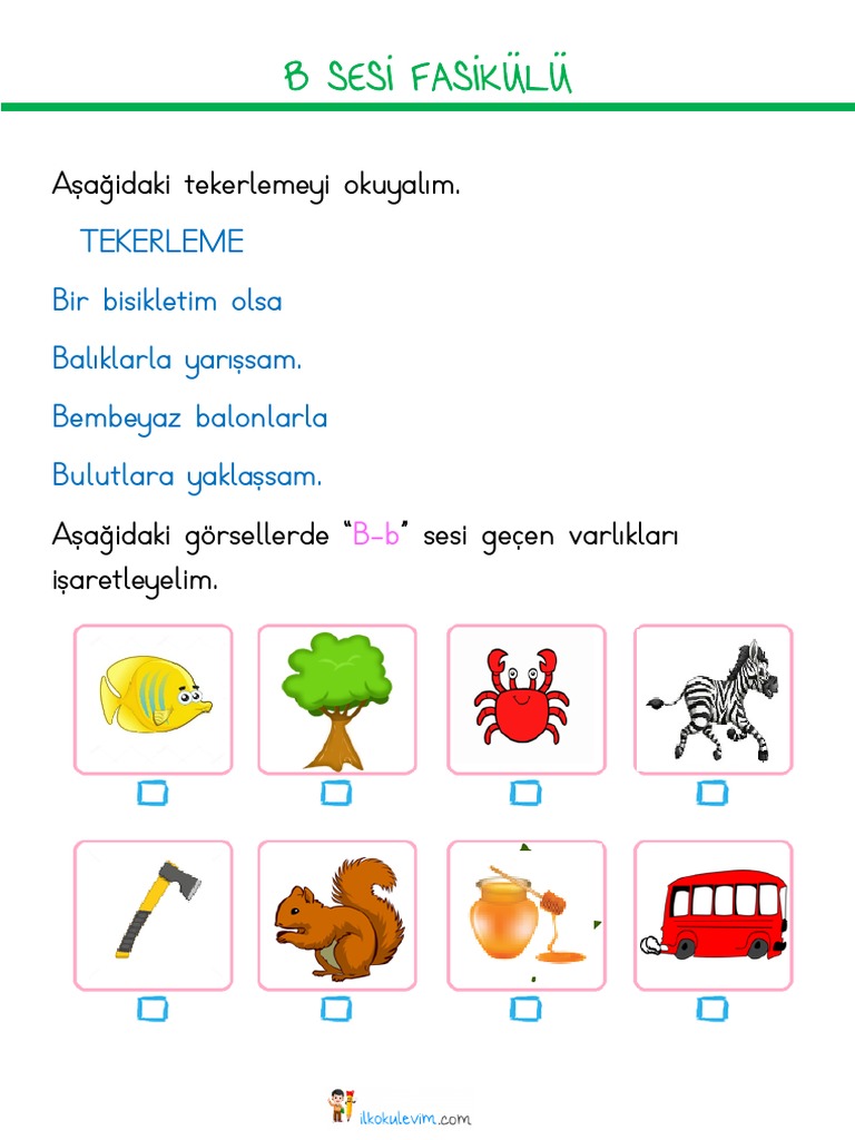 1 Sinif Okuma Yazma Ogretimi B Sesi Fasikulu | PDF 1 Sinif Okuma Yazma Ogretimi B Sesi Fasikulu | PDF