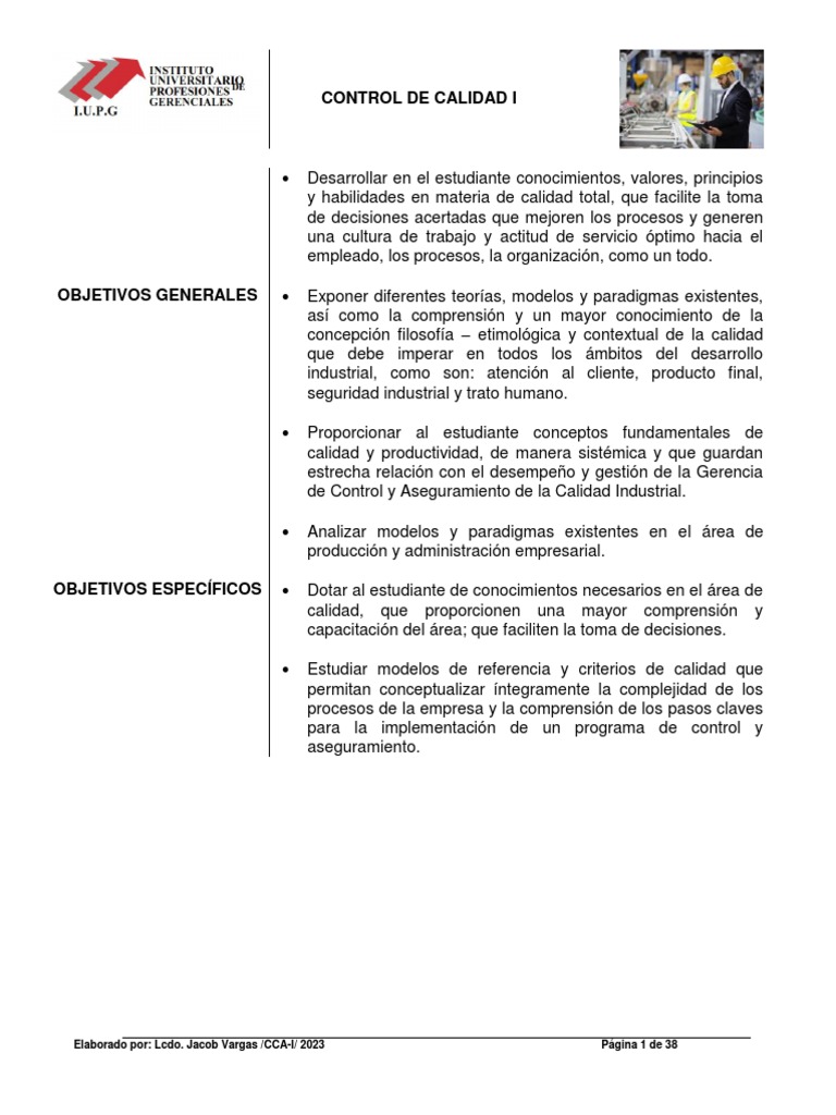 Guia Control de Calidad I | PDF | Calidad (comercial) | Iso 9000