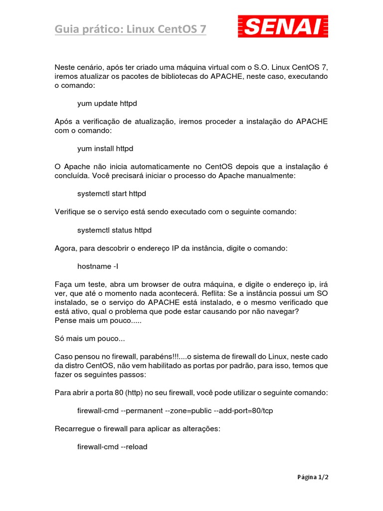 Linux CentOS 7 - Guia Prático | PDF | Firewall (informática) | Porta (rede de computadores)