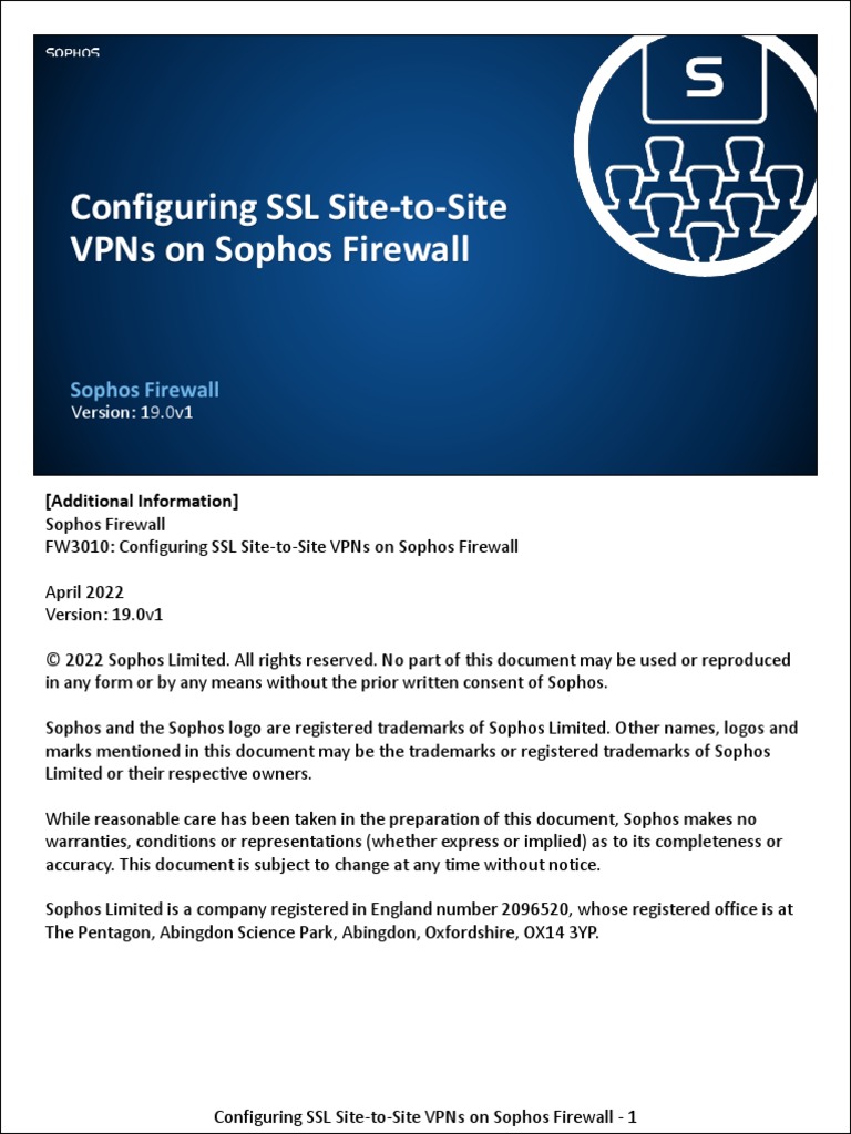 FW3010 19.0v1 Configuring SSL Site-To-Site VPNs On Sophos Firewall | PDF | Virtual Private ...