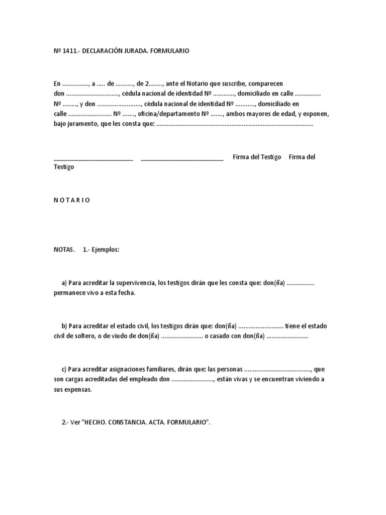 Nº 1411. - Declaración Jurada. Formulario | PDF | Ciencias sociales ...