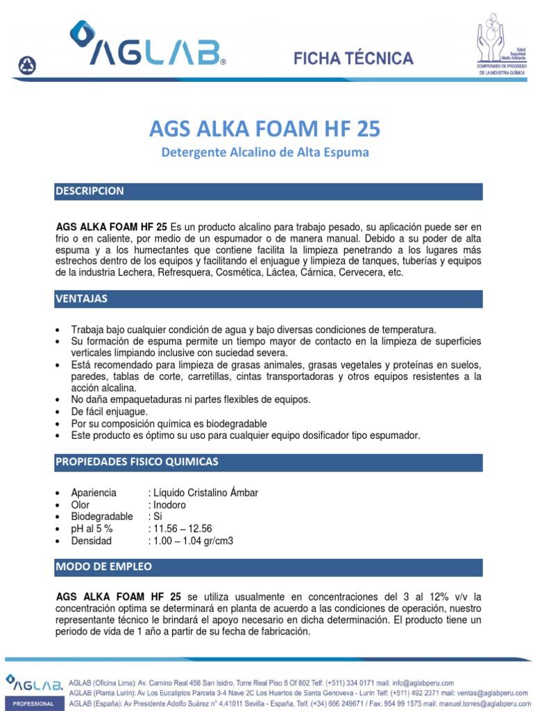 17 Ags Alka Foam HF 25 | PDF | Cocina, comidas y vino | Tecnología