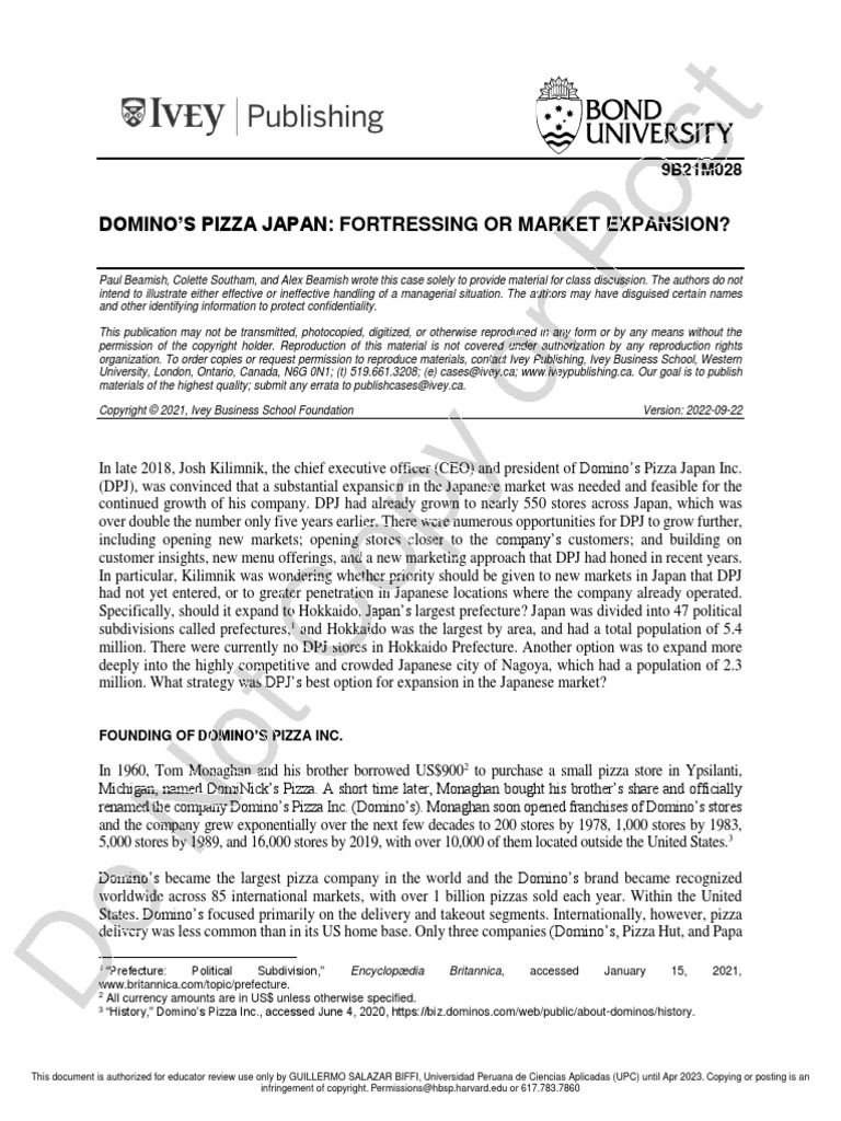 Domino's Inglés | PDF | Franchising | Domino's Pizza