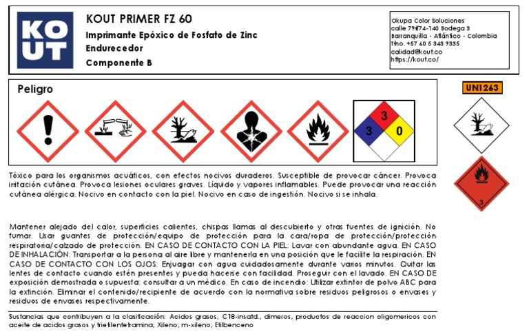 Etiqueta KOUT PRIMER FZ 60 (B) | PDF