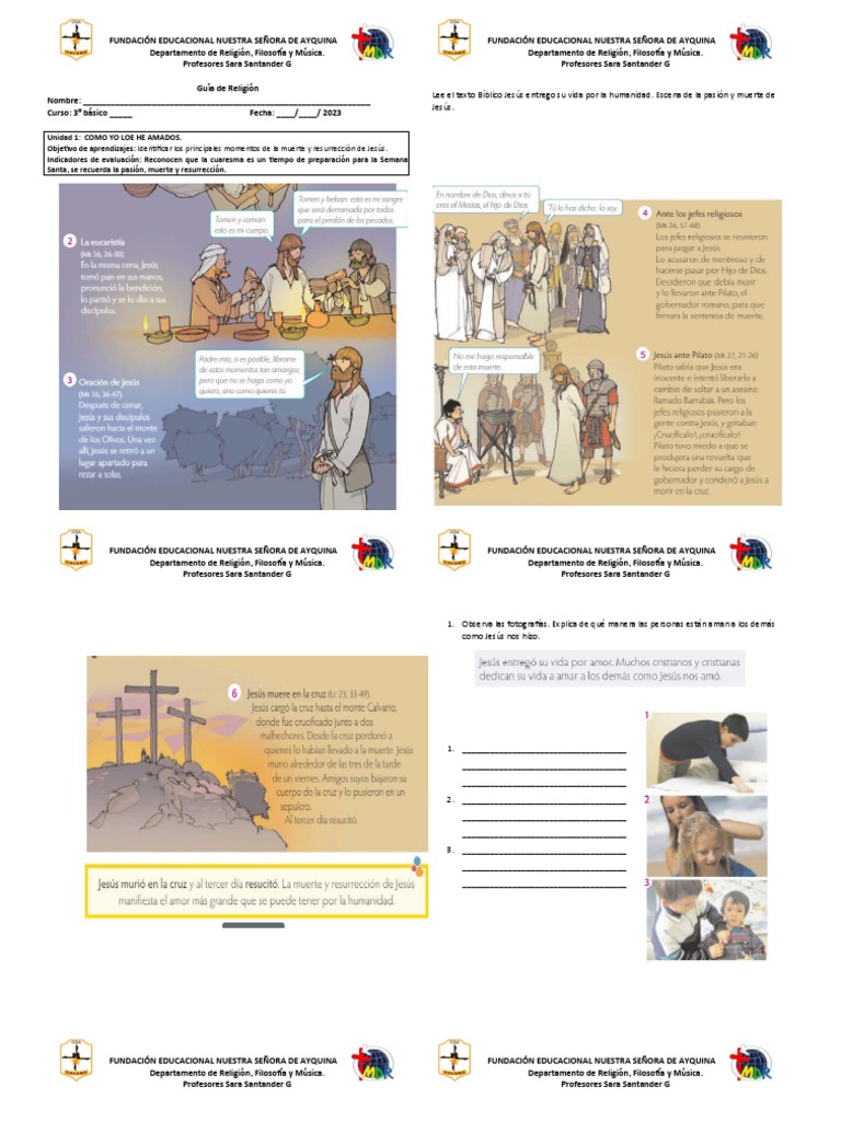 Guia de Aprendizaje Semana Santa | PDF | María, madre de Jesús | Jesús