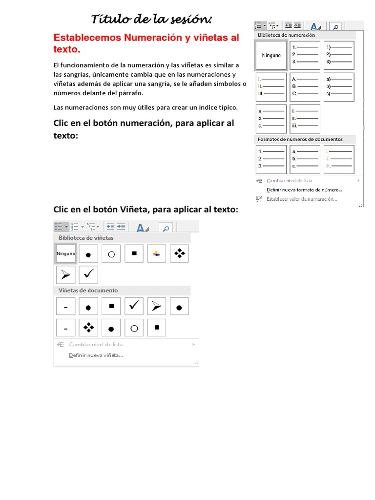 Numeración y Viñetas en Word | PDF | Finanzas y dinero