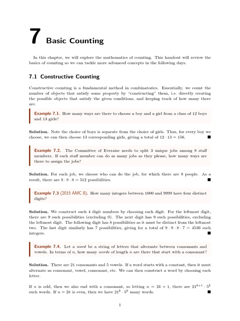 Math1 BasicCounting 2021.9376ad12 | PDF | Numbers | Mathematics