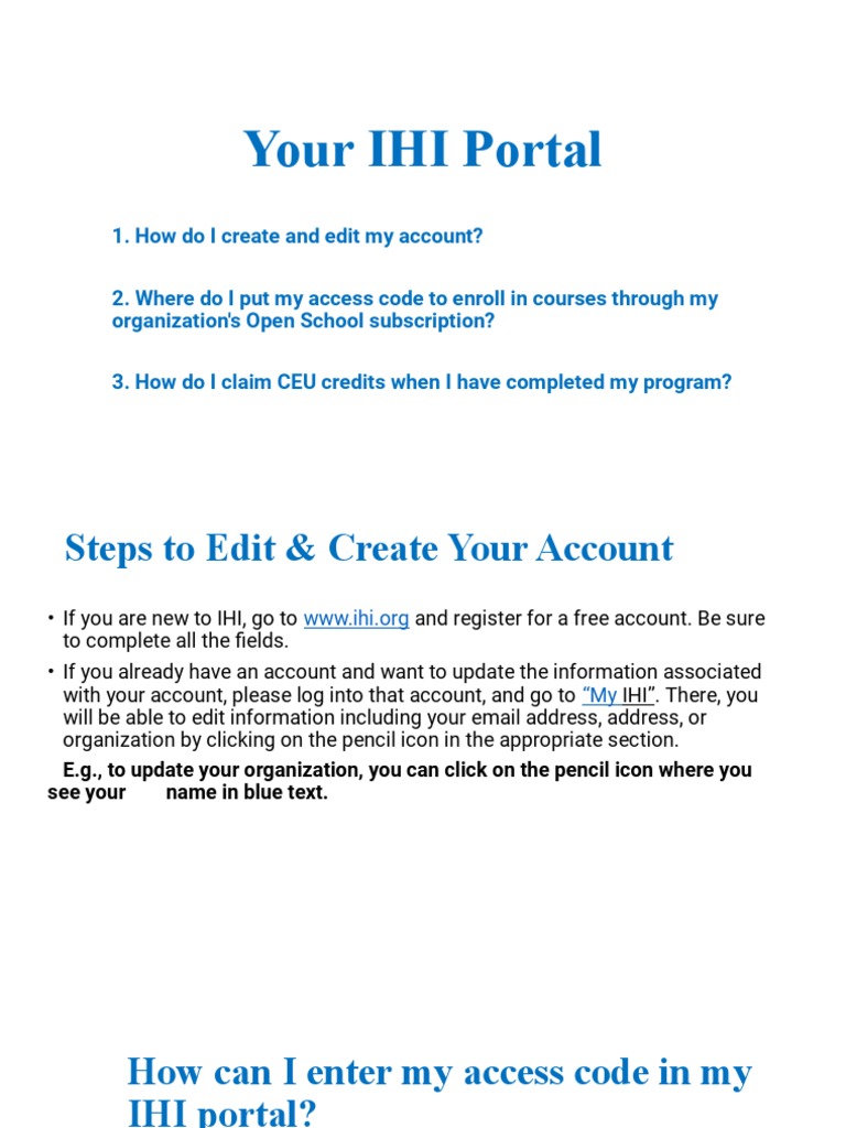 IHI Portal Guide for Learners | PDF | Software Development | Computer ...