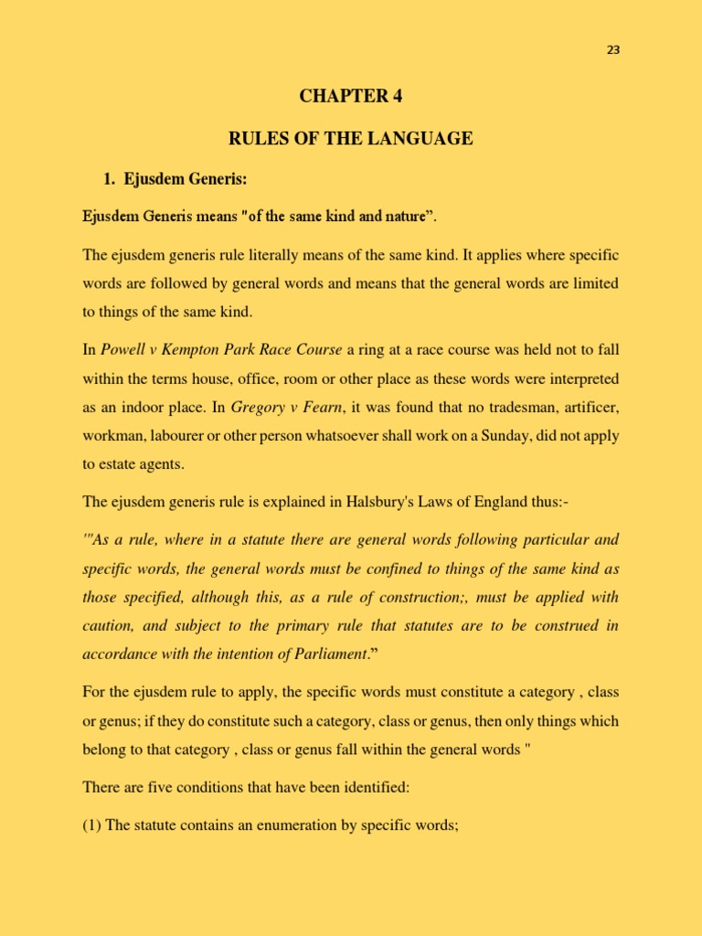 CHAPTER 4 Rules of The Language | PDF | Statutory Interpretation | Subject (Grammar)