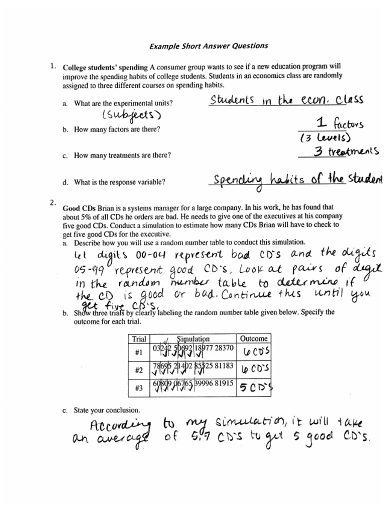 Part 3 Exam Breakdown - Short Answer Solutions | PDF