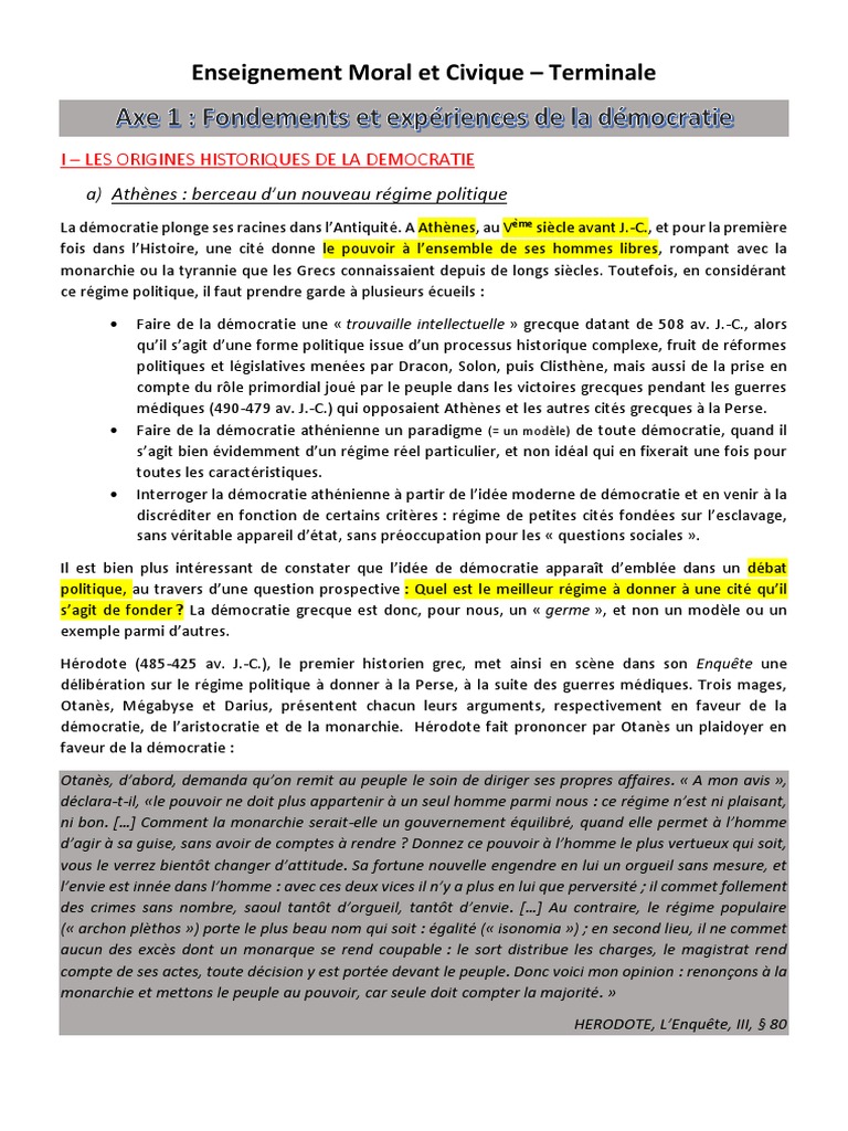 Cours 6eme | PDF | Démocratie | Idéologies politiques
