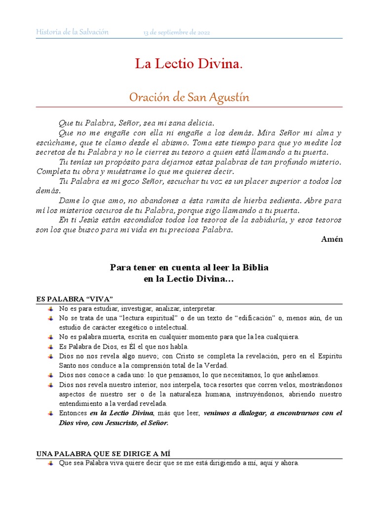 La Lectio Divina | Descargar gratis PDF | Lectio Divina | Oración