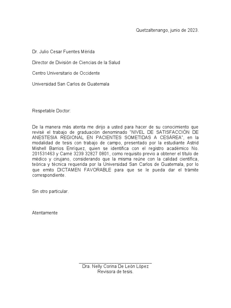 Dictamen Favorable | PDF | Doctorado | Especialidades Medicas