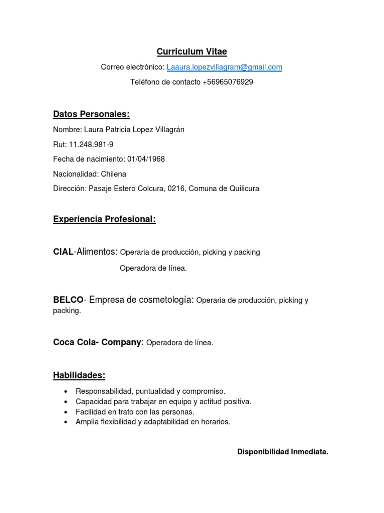 Curriculum Actualizado Lopez Villagran Laura Patricia | PDF