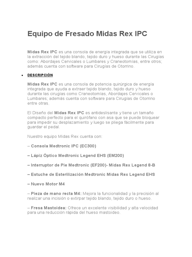 Equipo de Fresado Midas Rex IPC | PDF
