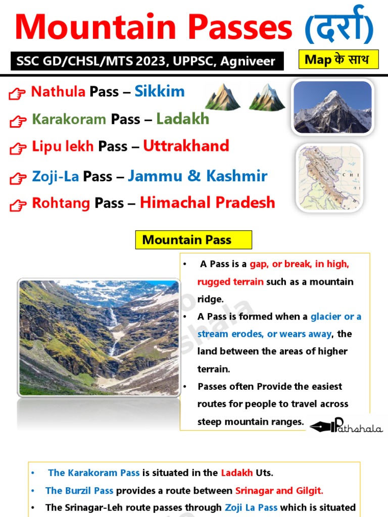 Overview of Mountain Passes in India | PDF | Himalayas | Earth Sciences