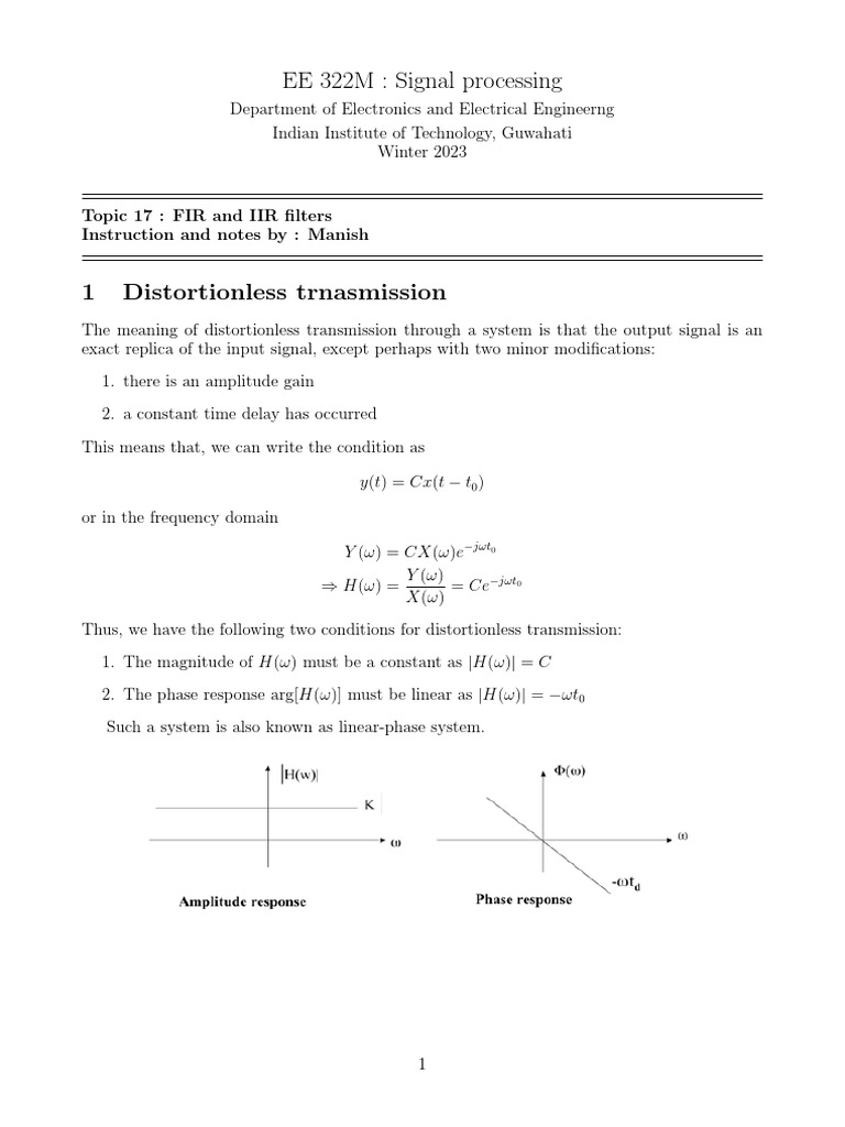 Topic17 FIR and IIR Filters | PDF | Low Pass Filter | Filter (Signal Processing)