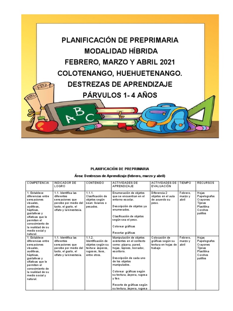 Planificación Preprimaria Etapas 4, 5 y 6 | PDF | Gusto | Ciencia cognitiva