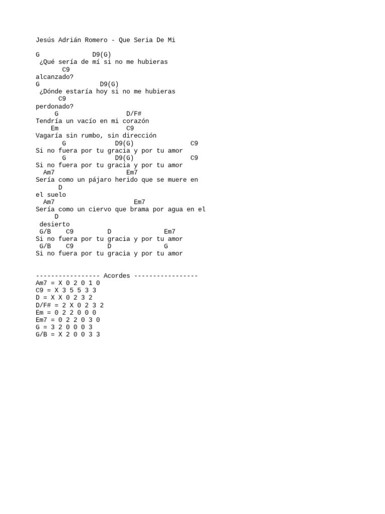Letra y Acordes de "Que Sería De Mí" | PDF