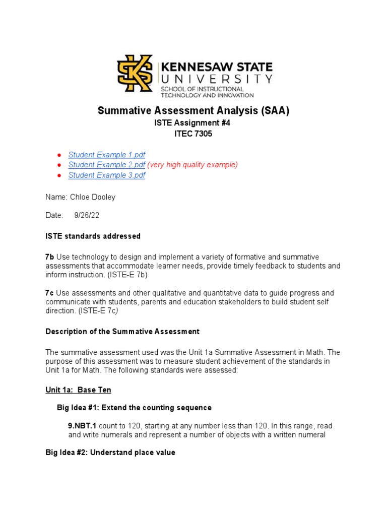 Summative Assessment Analysis | PDF | Question | Mean