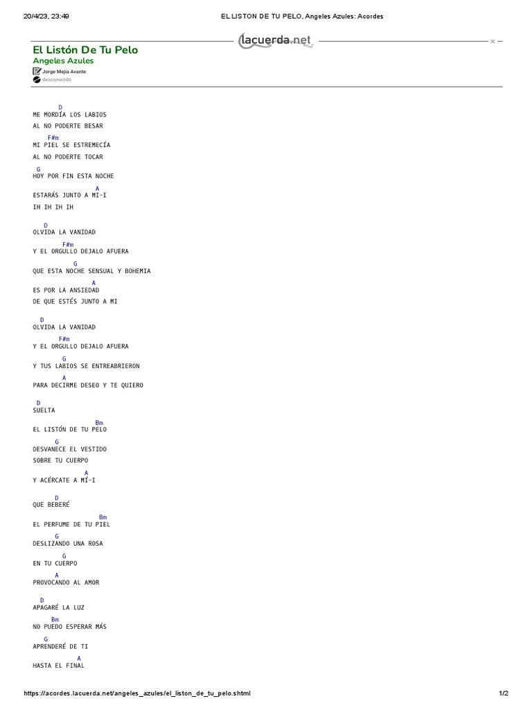 Acordes de "El Listón de Tu Pelo" | PDF