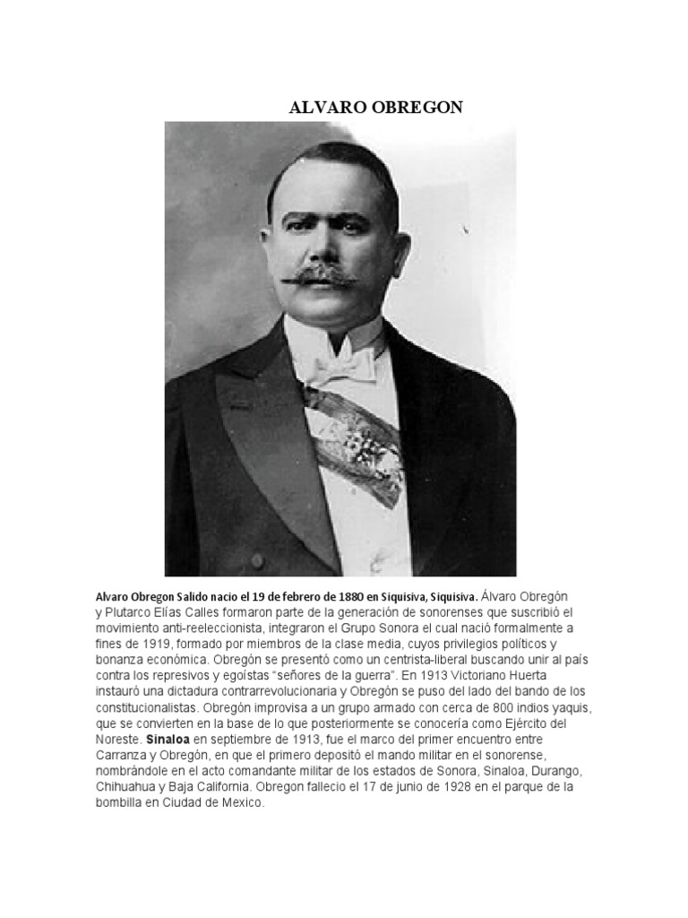 Biografía de Álvaro Obregón | PDF | Viajes y turismo | Historia