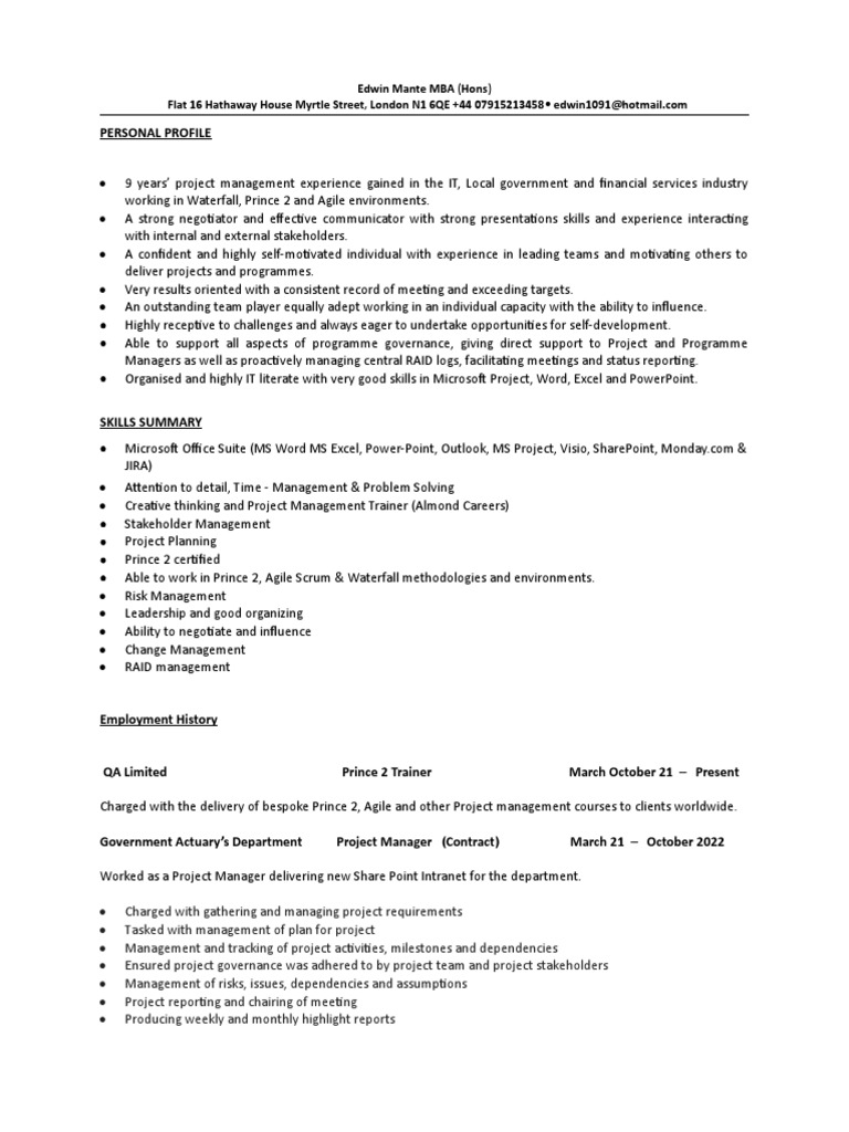 Project Management Expertise Overview | PDF | Agile Software ...