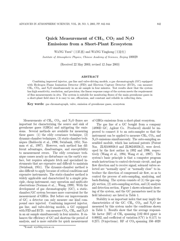 Medición de CH4, CO2 y NO2 Simultaneamente | PDF | Gas Chromatography ...