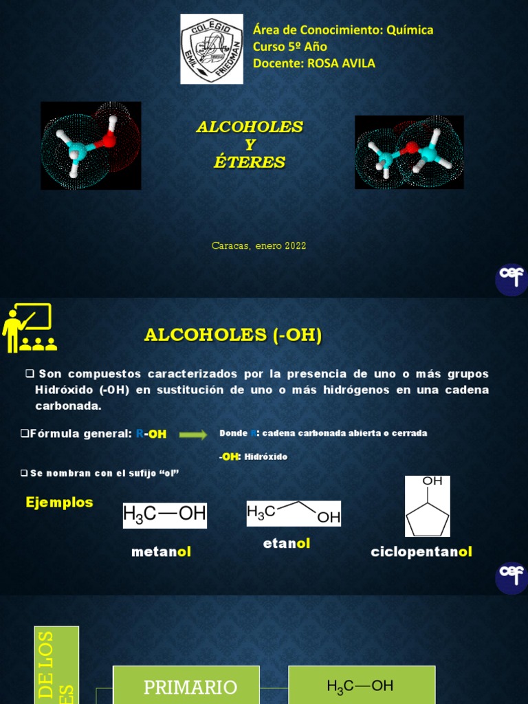 Clase Alcoholes y Éteres | PDF | Moléculas | Química Orgánica