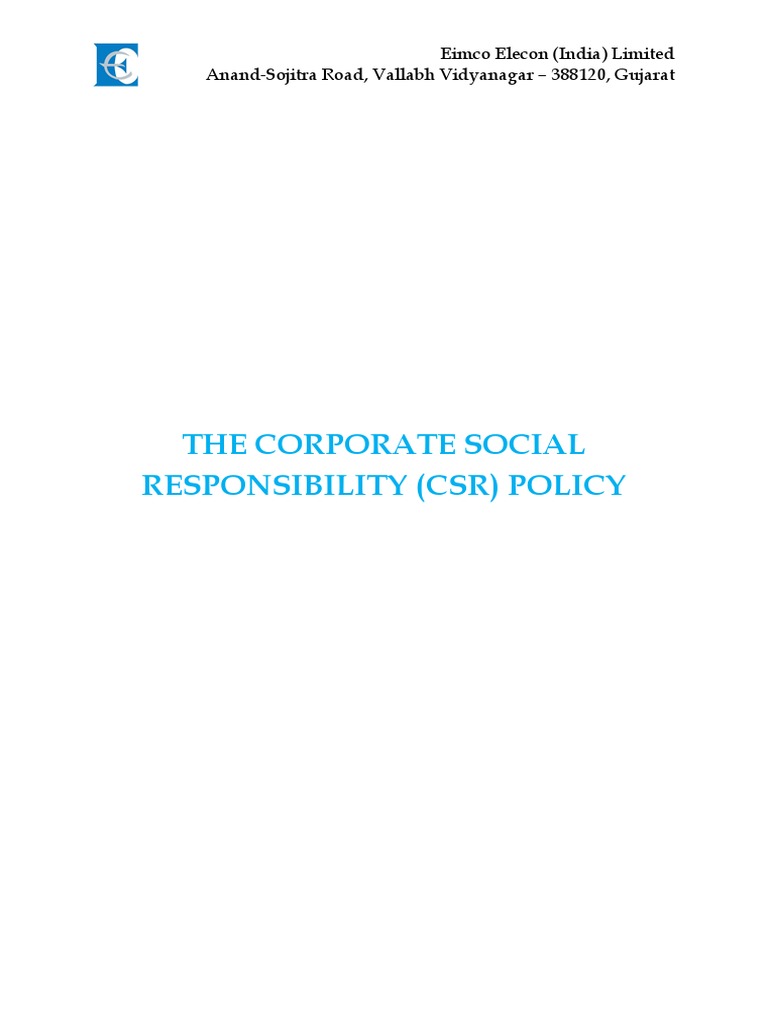 The Corporate Social Responsibility POLICY 2021-05-26 2 | PDF ...