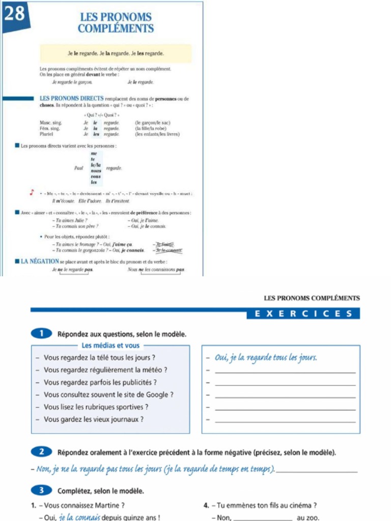 Les Pronoms Compléments | PDF