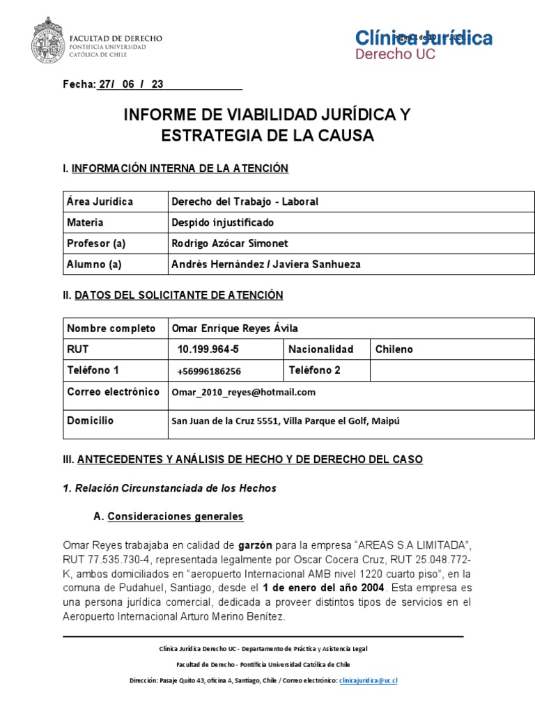Informe De Viabilidad Final 1 Pdf Derecho Laboral Chile