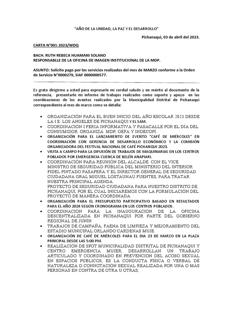 Carta de Informe Willy | PDF | Gobierno