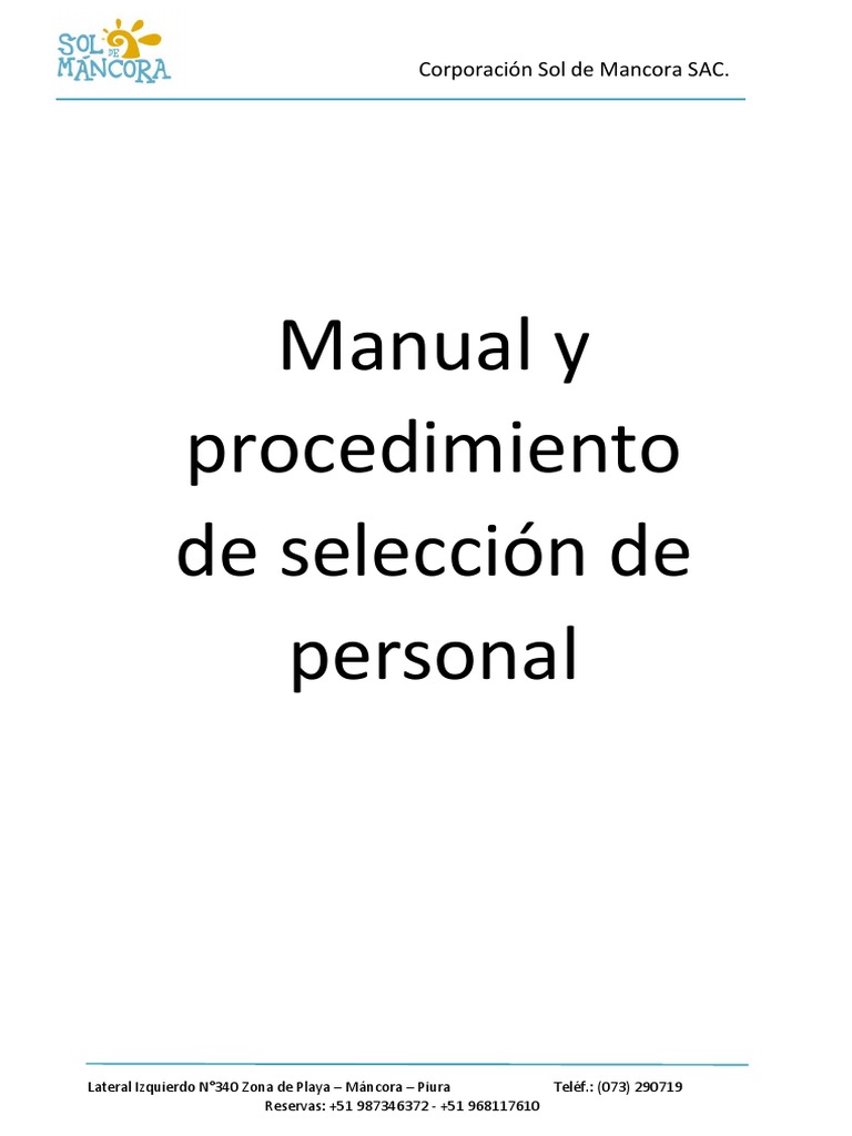 Manual y Procedimiento de Seleccion de Personal | PDF | Gestión de recursos humanos