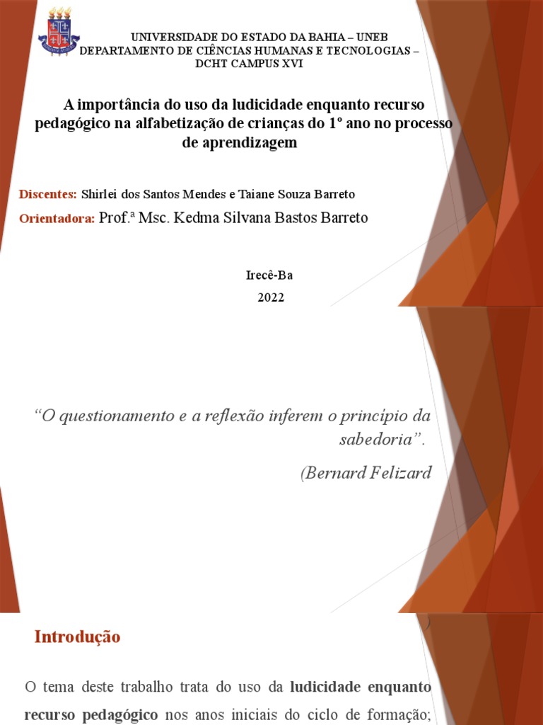 Slides - Tcc- Shirley e Taiane | PDF | Pedagogia | Aprendizado