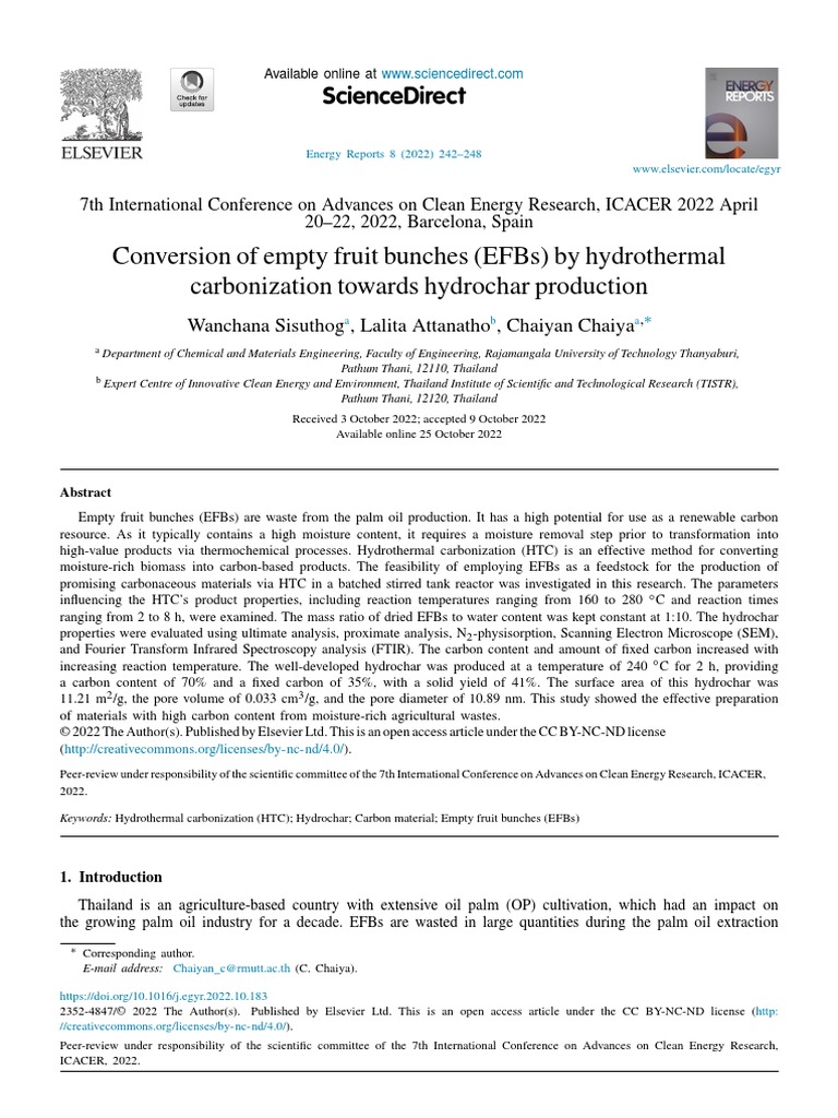 Hydro Efb | PDF | Adsorption | Pyrolysis