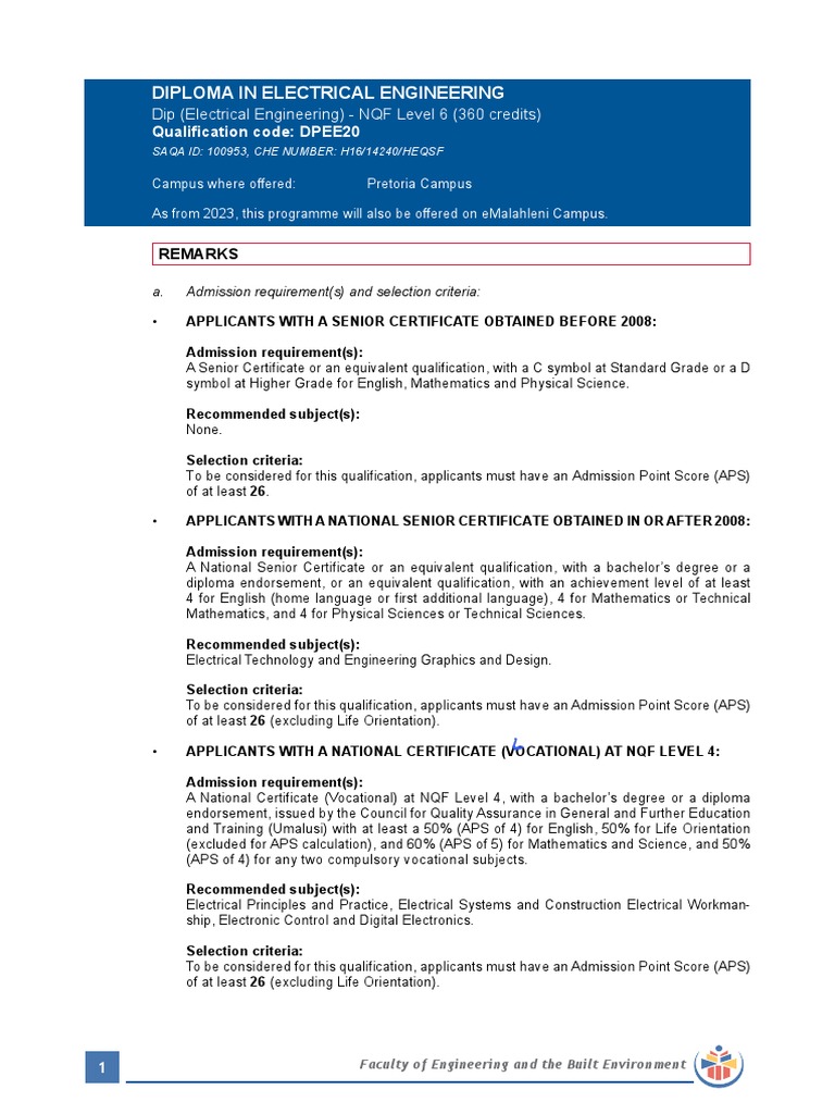 NQF Level 6 Electrical Engineering Diploma | PDF | Amplifier | Electrical Engineering