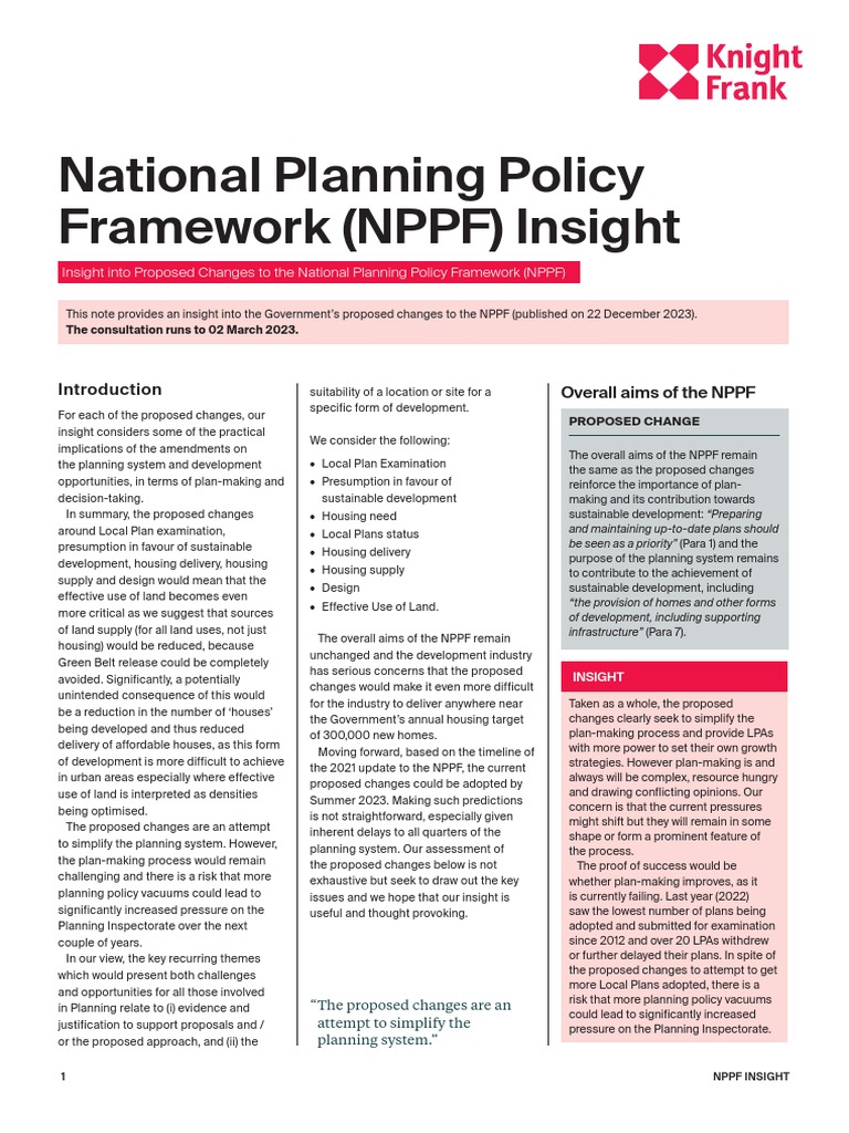 Knight Frank Planning NPPF Proposed Changes Insight 1677610943 | PDF ...
