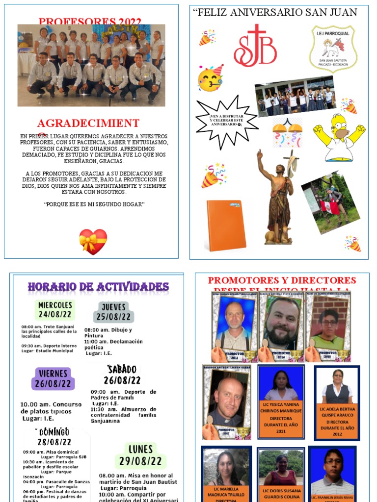 Agradecimiento en Aniversario San Juan | PDF