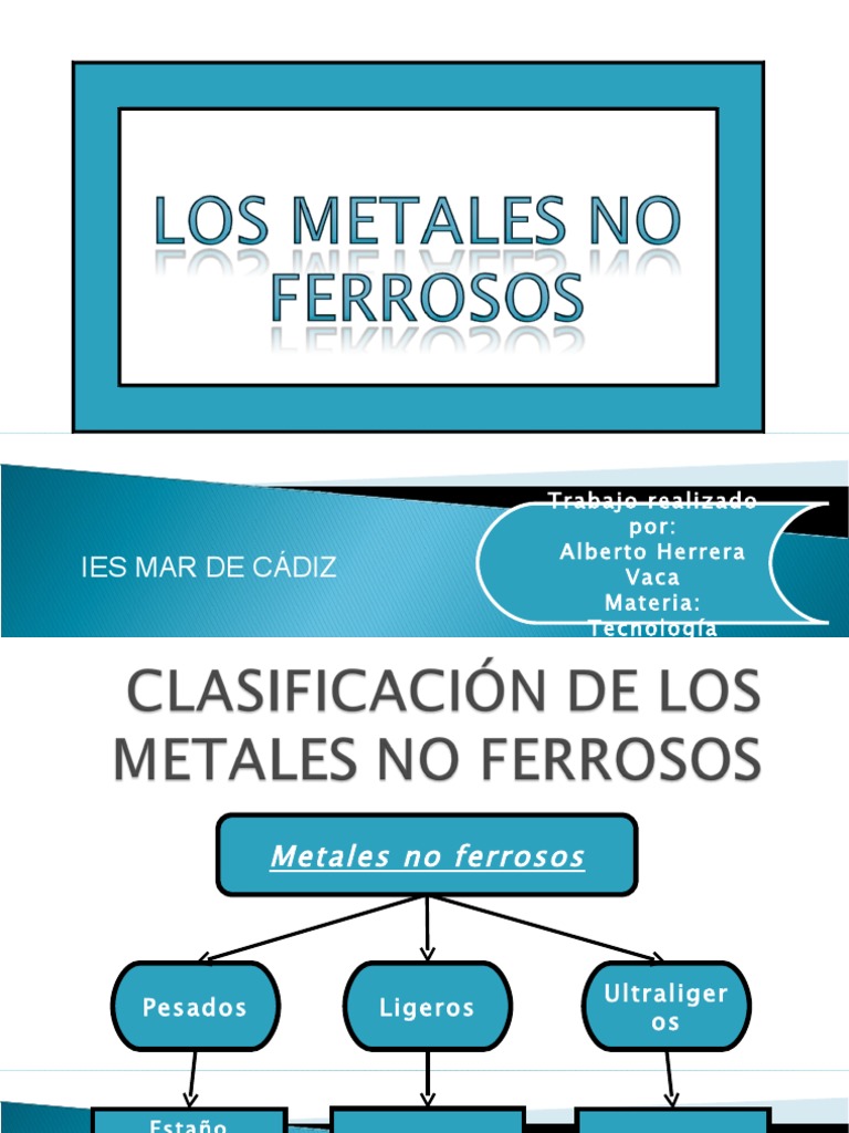 Metales No Ferrosos: Propiedades y Usos | PDF | Cobre | Aluminio