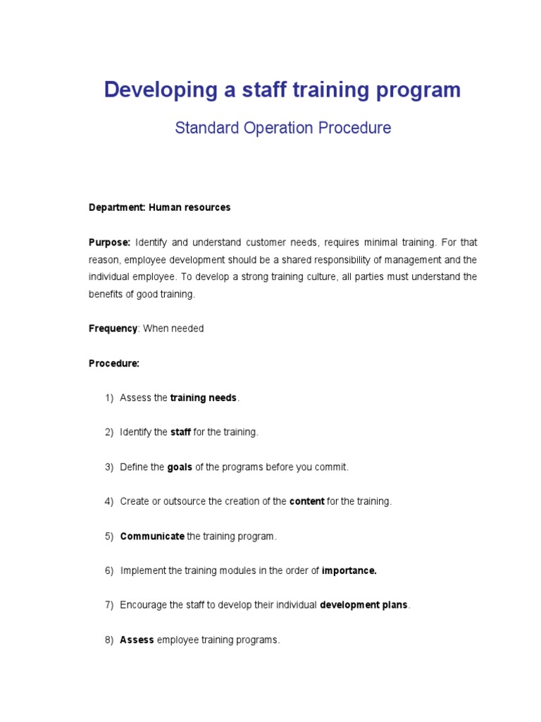 How To Develop A Staff Training Program | PDF