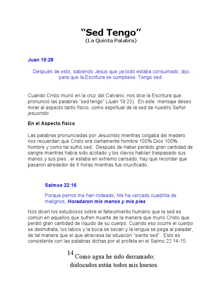 Predica 7 Palabras Tengo Sed | PDF | Jesús | Biblia