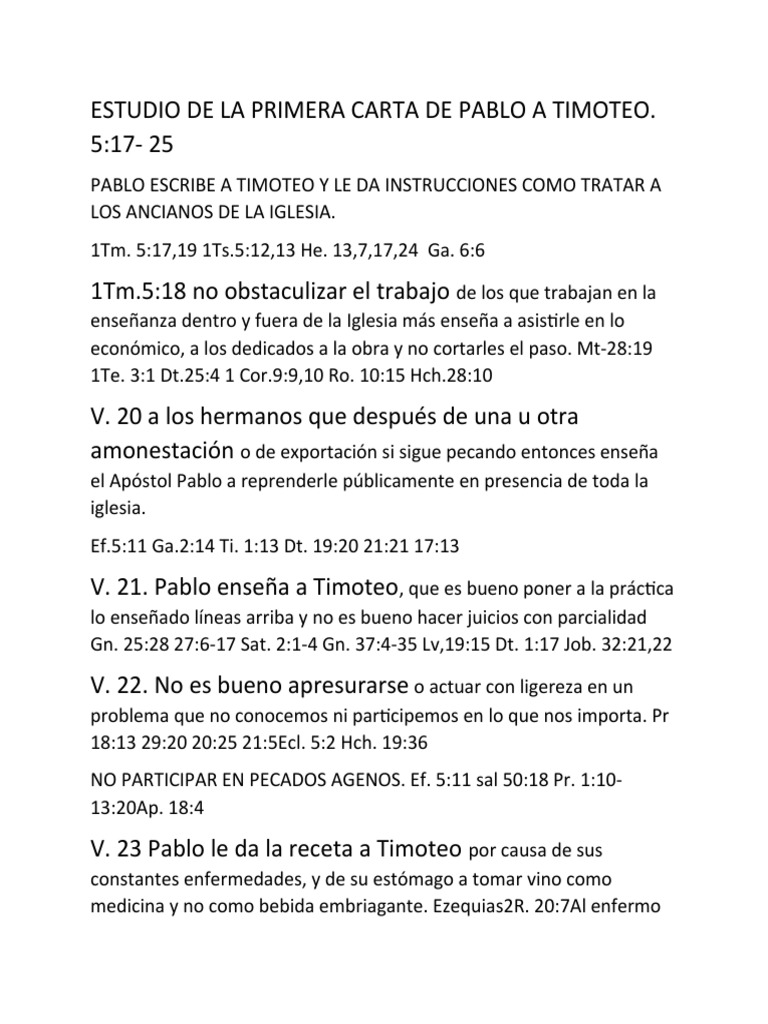 Estudio de La Primera Carta de Pablo A Timoteo | PDF
