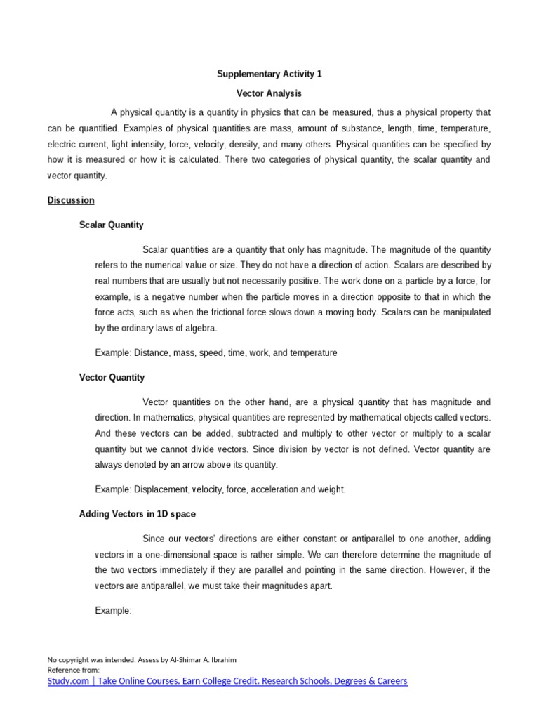 Supplementary Act 1 | PDF | Euclidean Vector | Quantity