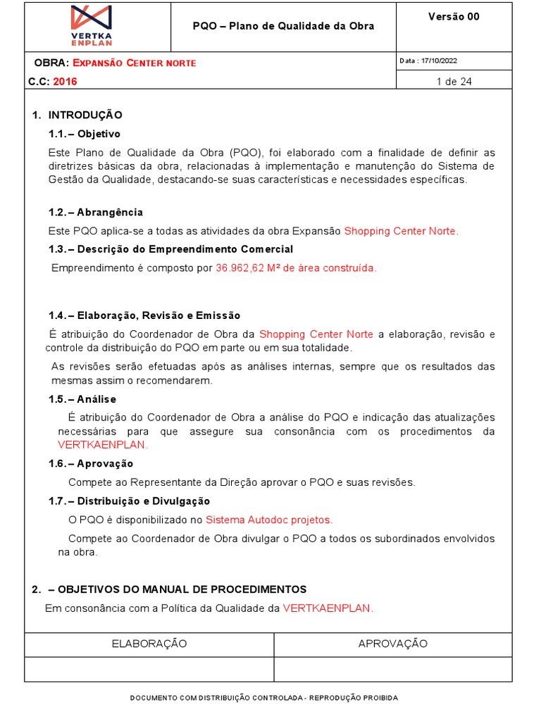 Modelo PQO Vertkaenplan | PDF | Qualidade (negócios) | Argamassa (alvenaria)