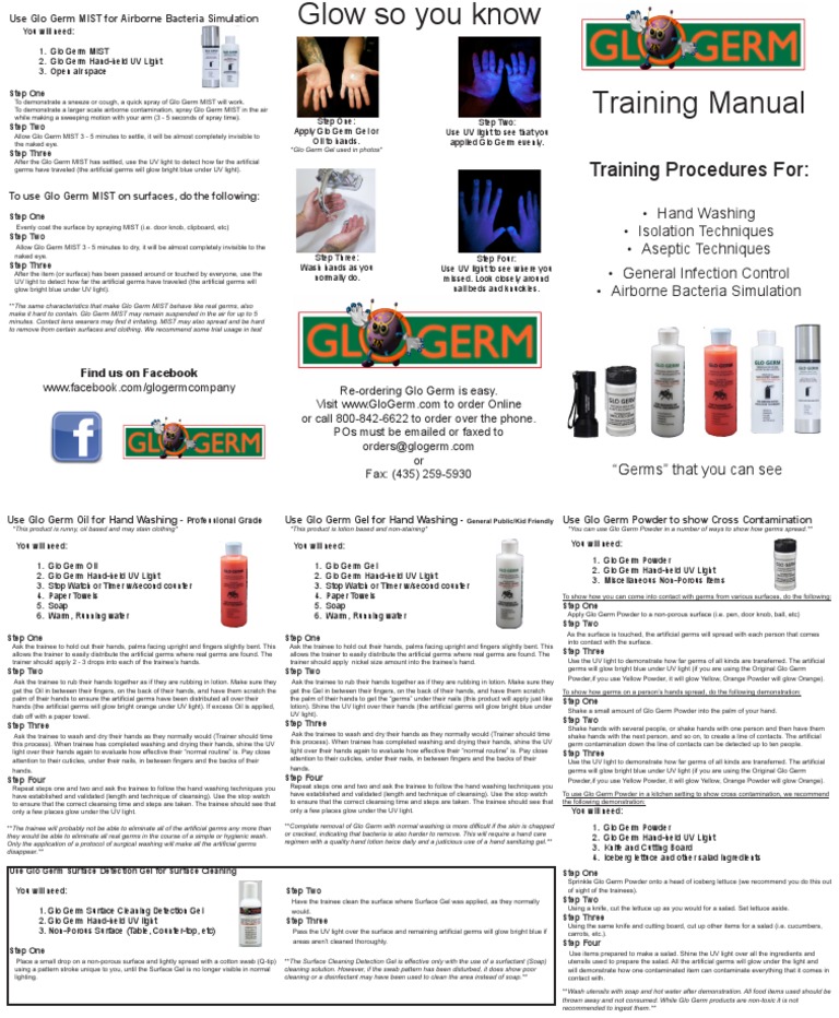 Training Manual | PDF | Hand Washing | Ultraviolet