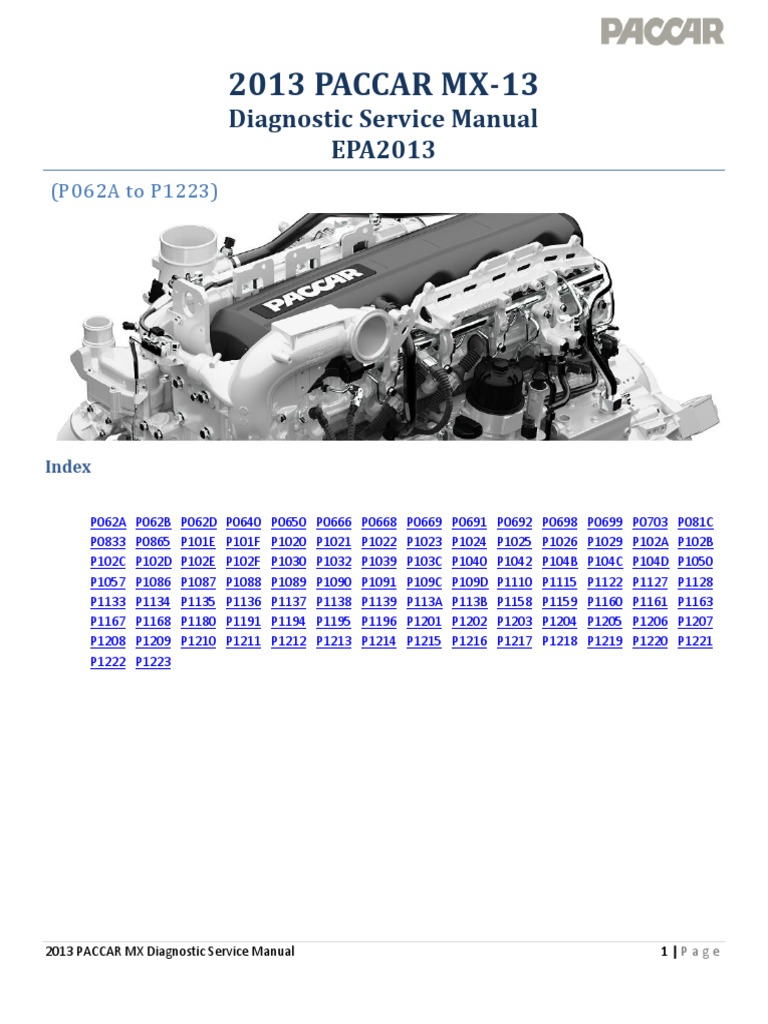 PACCAR MX-13 EPA2013 Diagnostic Manual - P062A To P1223 - WK 11 2015 | PDF | Troubleshooting ...