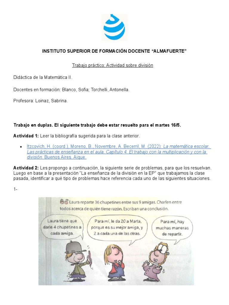 TP Matematica 3ero División | PDF | División (Matemáticas) | Aritmética