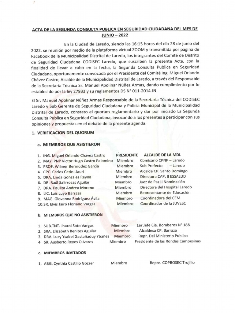 Acta 2da Consulta Publica 2022 | PDF