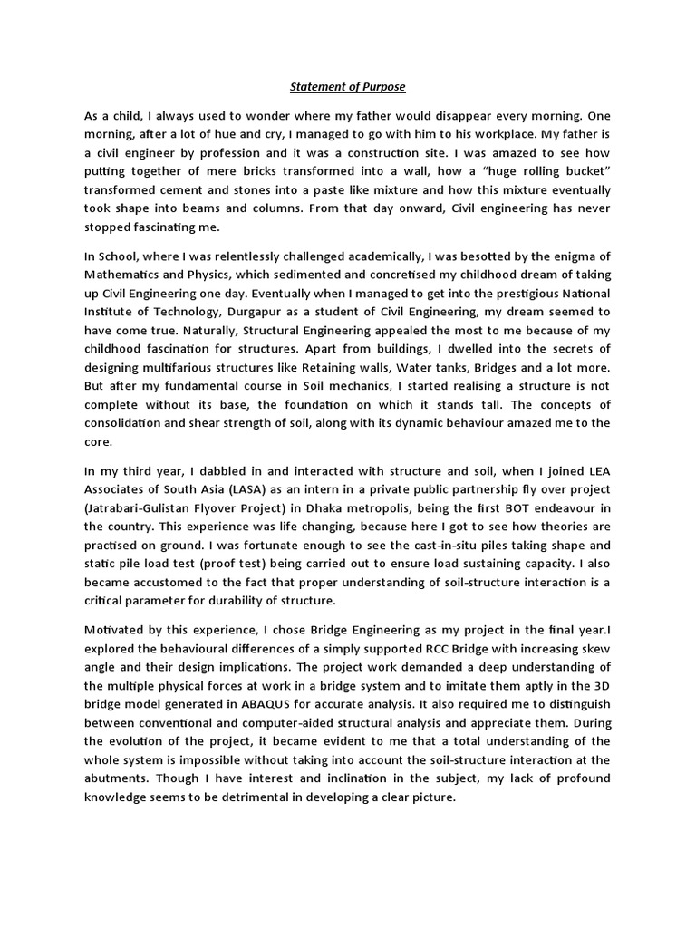 Statement of Purpose - Geotech | PDF | Engineering | Geotechnical ...